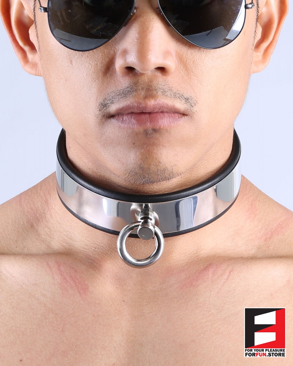 LEATHER WITH STAINLESS STEEL COLLAR FOR YOUR PLEASURE : FORFUN