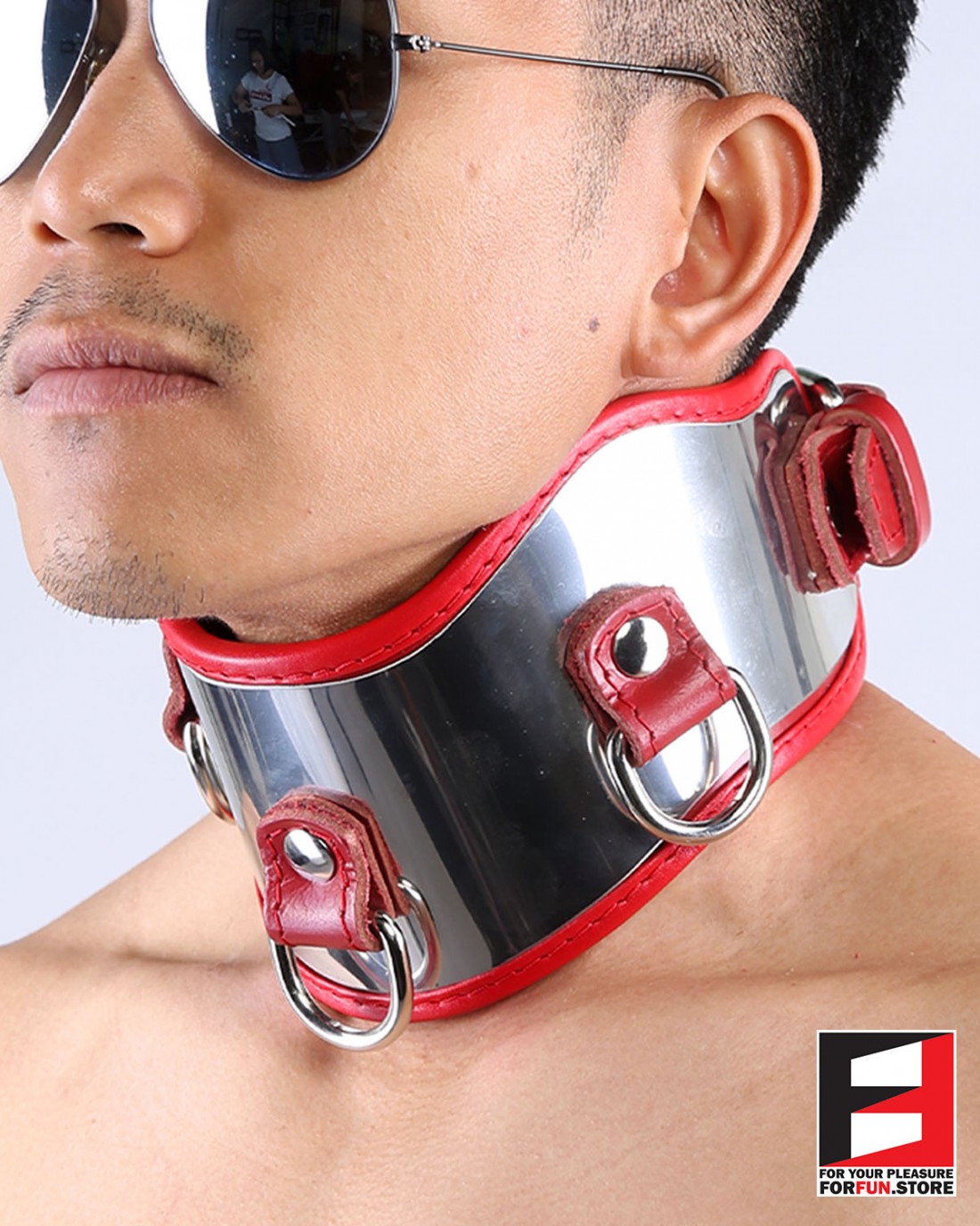 LEATHER WITH STAINLESS STEEL POSTURE COLLAR FOR YOUR PLEASURE : FORFUN